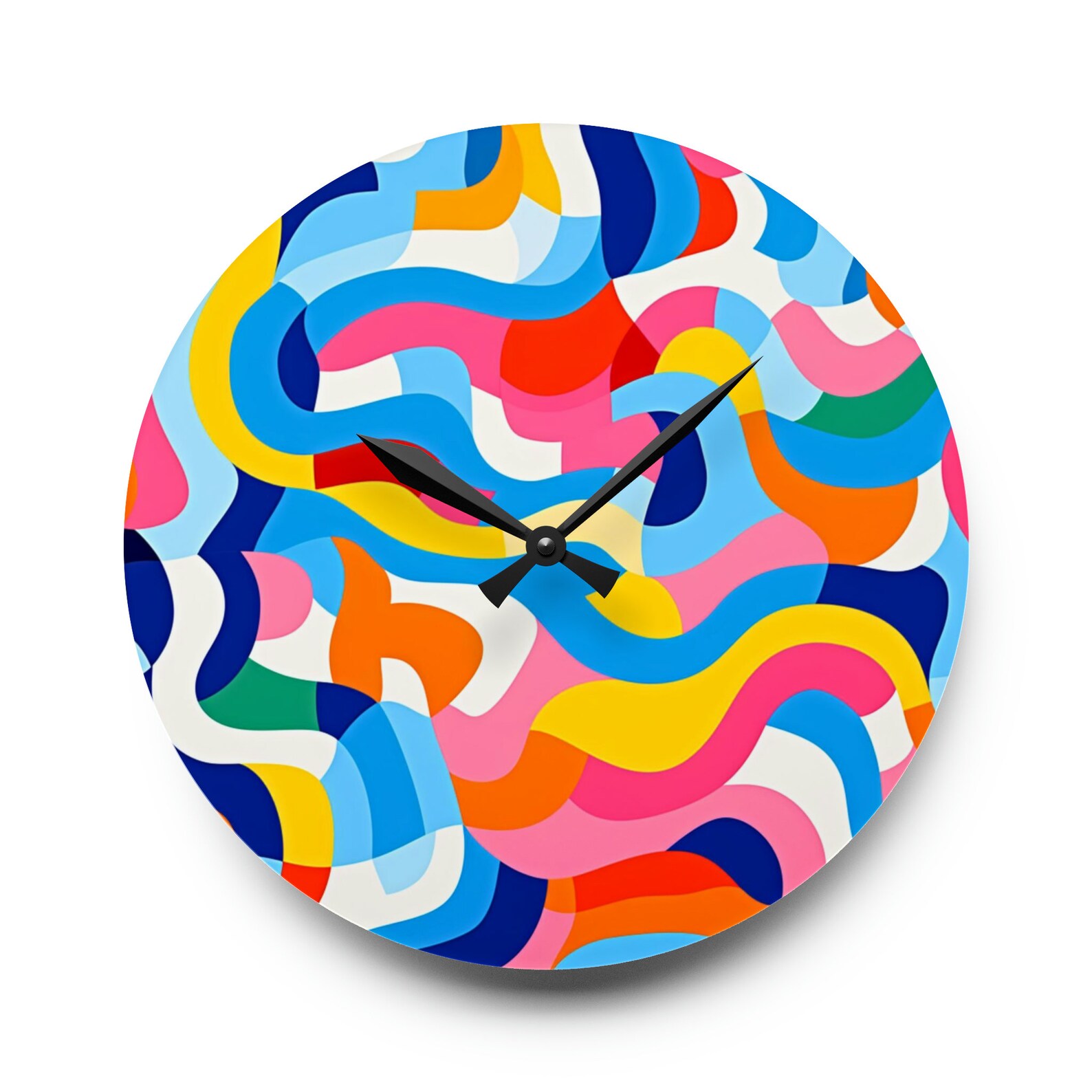 Acrylic Wall Clock With Colorful Artistic trippy Waves Print Circle and ...
