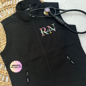 Embroidered Nurse Floral Vest, Personalized RN NP DR Women's Soft Shell ...