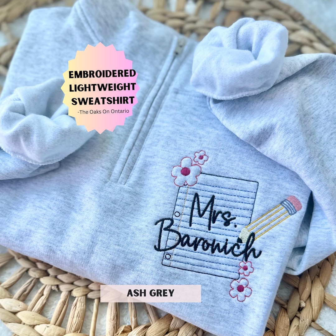 Personalized Teacher Embroidered Sweatshirt Quarter Zip- Custom Name ...