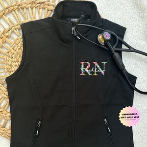 Embroidered Nurse Floral Vest, Personalized RN NP DR Women's Soft Shell ...