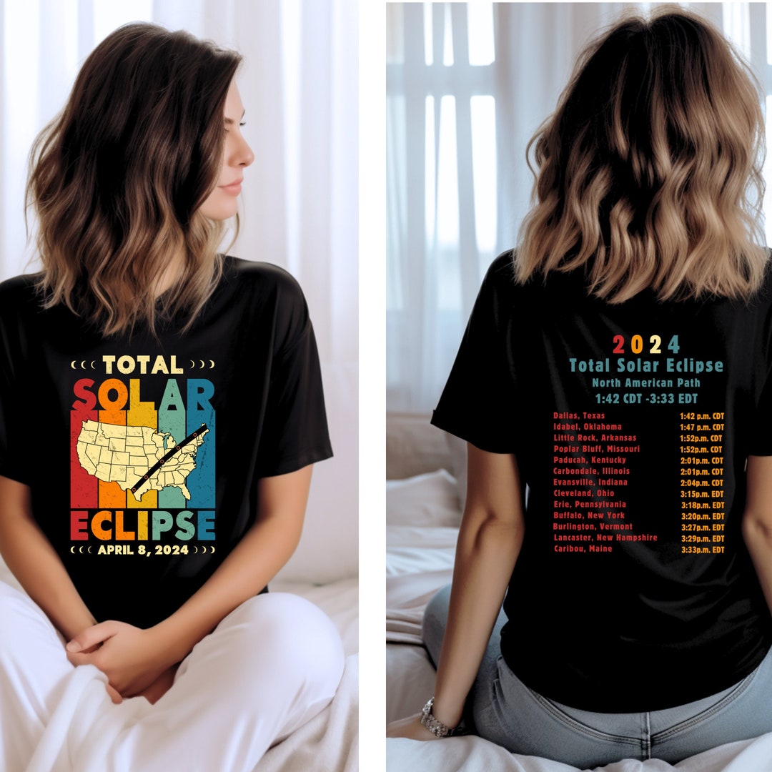 2024 Total Solar Eclipse T-Shirt, 2024 Total Solar Eclipse Map and ...