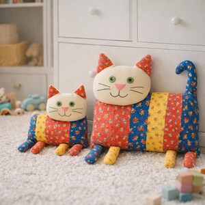 Cat Pillow Sewing Pattern: Upcycled Denim, Floral Embroidery (PDF ...