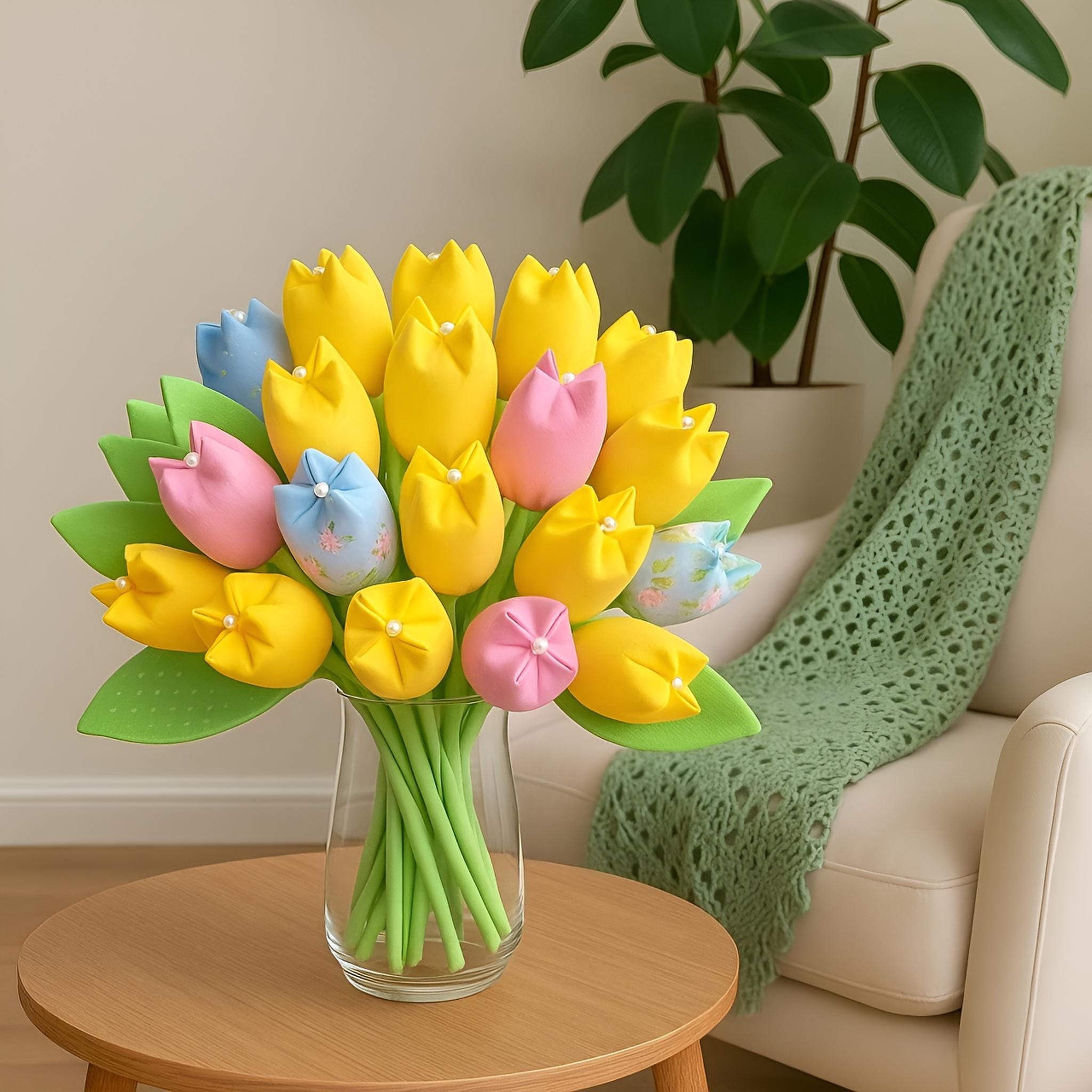 Fabric Tulip Sewing Pattern PDF – Beginner Friendly DIY Textile Flowers ...