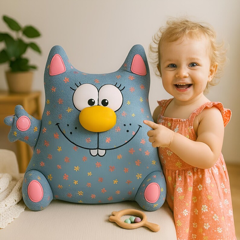 Funny Cat Pillow Sewing Pattern PDF 2 Sizes Plush Pattern Full-size ...