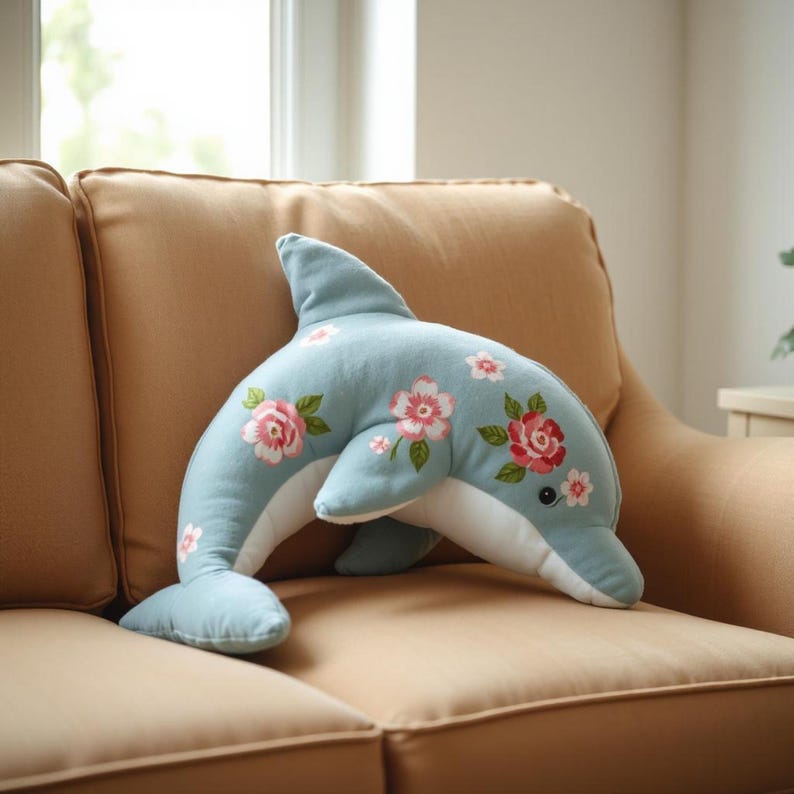 Dolphin Sewing Pattern PDF: DIY Plush Toy, 3 Sizes, Upcycling Tutorial ...