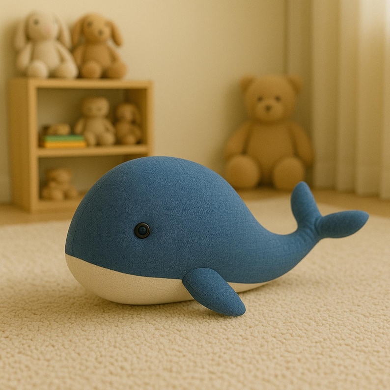 Denim Whale Sewing Pattern: Beginner Plush Toy, 3 Sizes (PDF Pattern ...