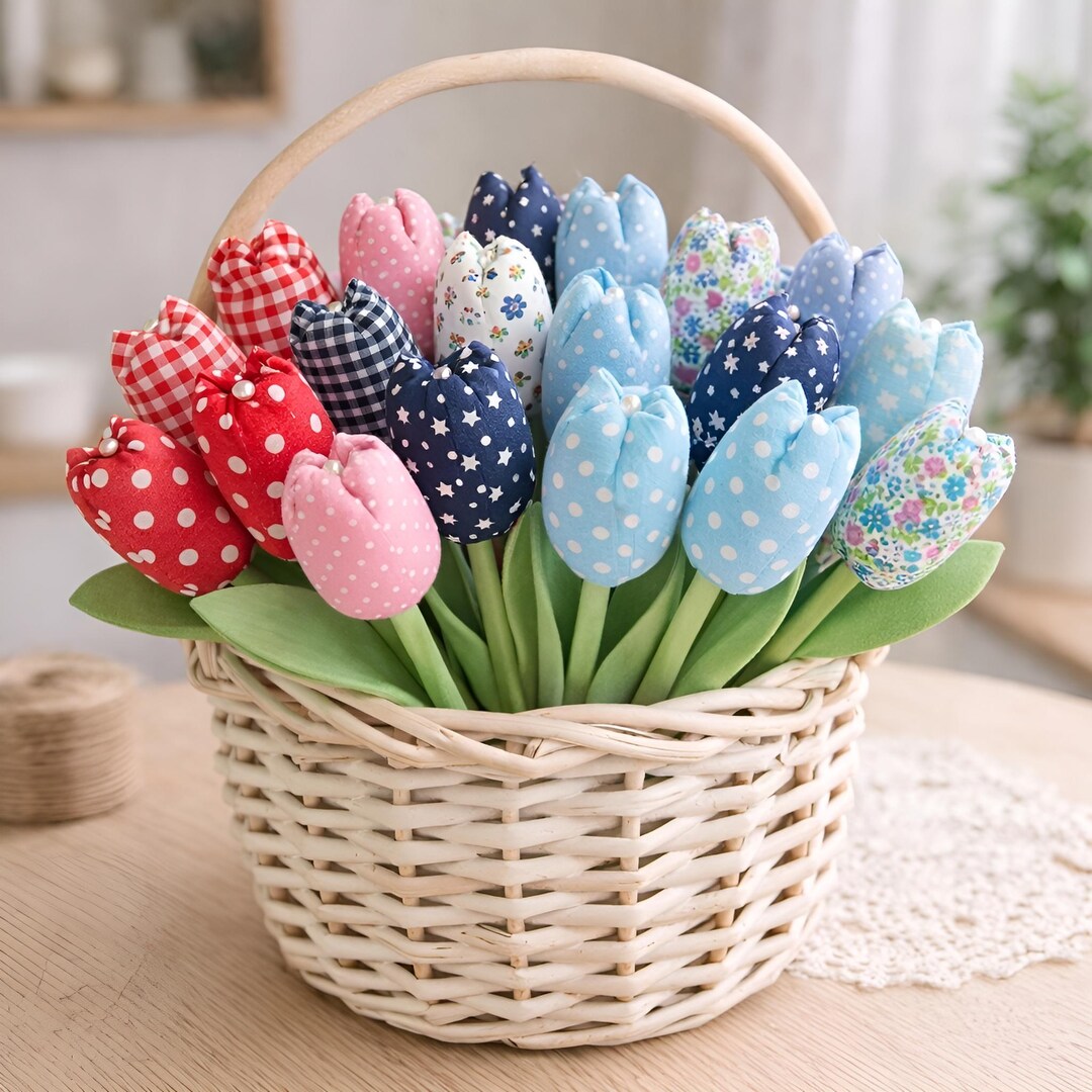 Tulip Sewing Pattern, Fabric Tulips Home Decor, Spring Table Decor PDF ...