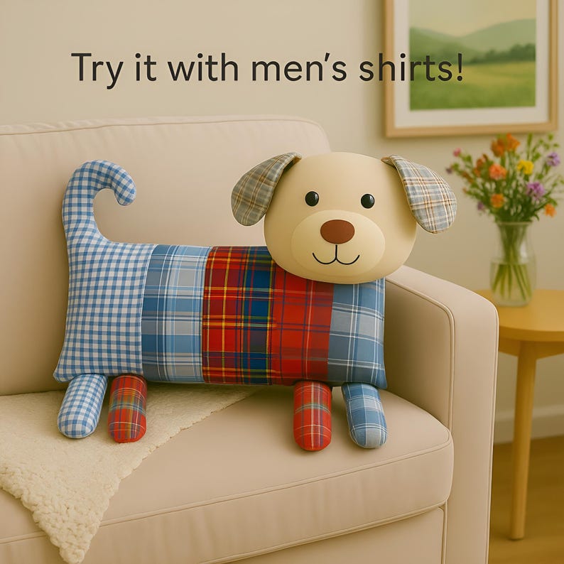 Dog Pillow Sewing Pattern PDF: DIY Plush Puppy Toy, 2 Sizes (tutorial ...