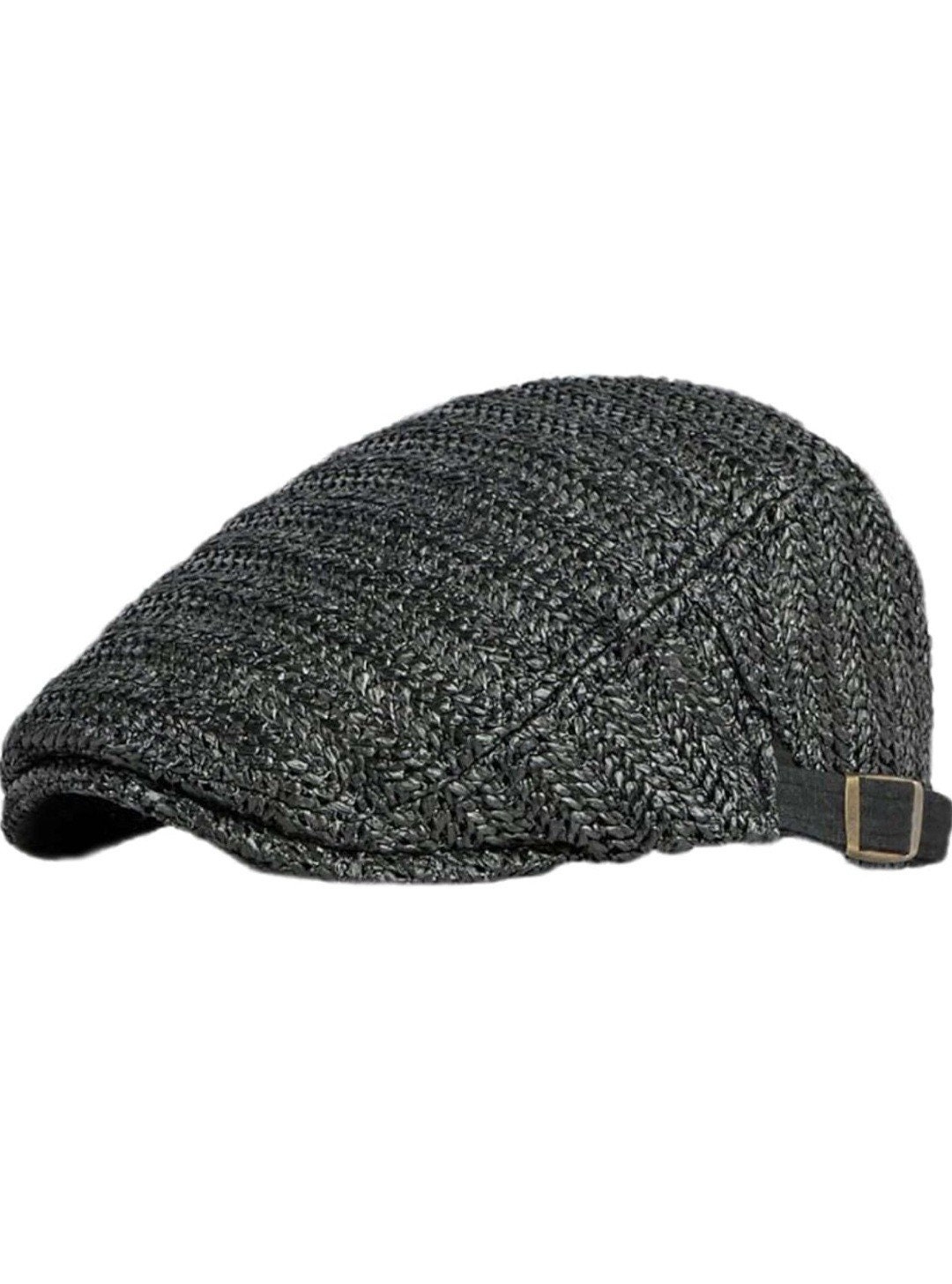 Straw Beret Newsboy Hats for Women Men Summer Beach Mesh Cabbie Flat ...