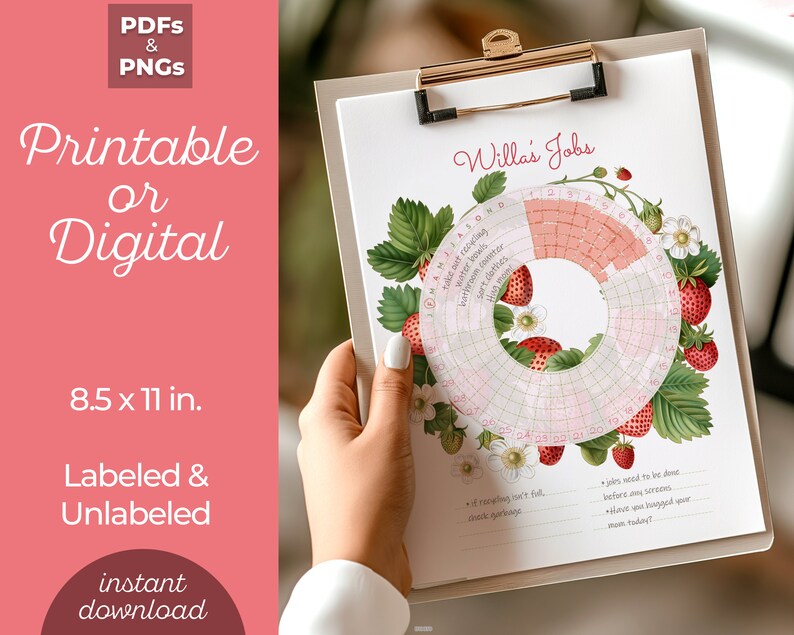 Chore Chart Monthly Task Tracker Wheel | Digital or Printable ...