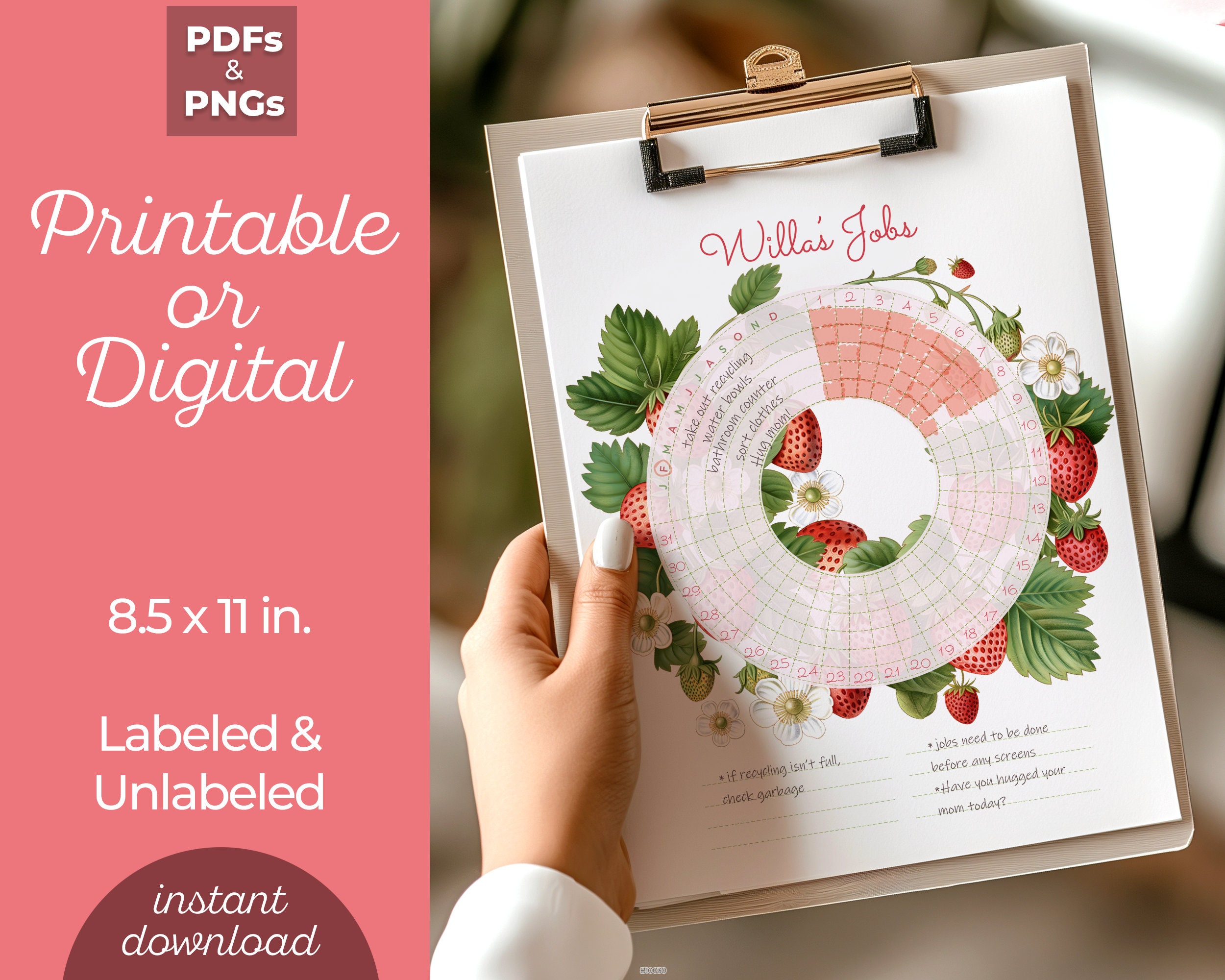 Chore Chart Monthly Task Tracker Wheel | Digital or Printable ...