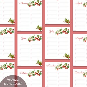Perpetual Calendar | Print & Digital SVG Planner Template Strawberry ...
