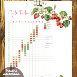 Year Habit Tracker | Digital & Printable Strawberry Mood Cycle Symptom ...