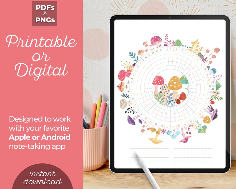 Chore Chart Monthly Task Tracker Wheel | Digital Printable Mushroom ...