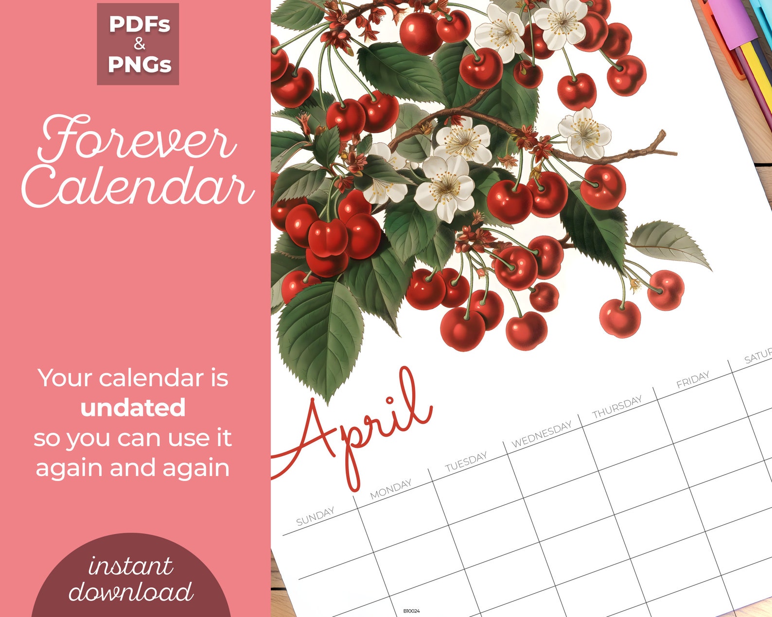 Bundle of 96 Undated Calendars | Monthly Printable Digital Planner ...