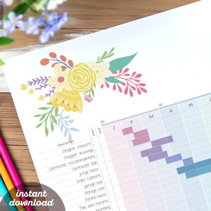 Gantt Chart | Digital & Printable Project Tracker Timeline Colorful ...