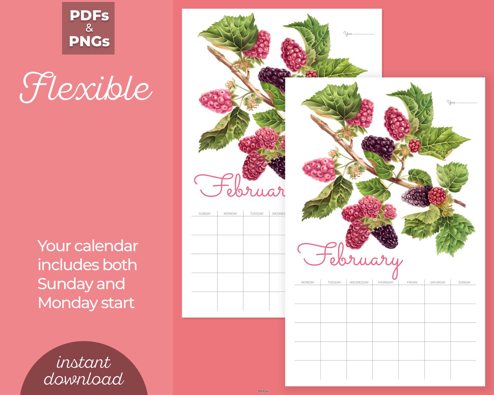 Bundle of 96 Undated Calendars | Monthly Printable Digital Planner ...