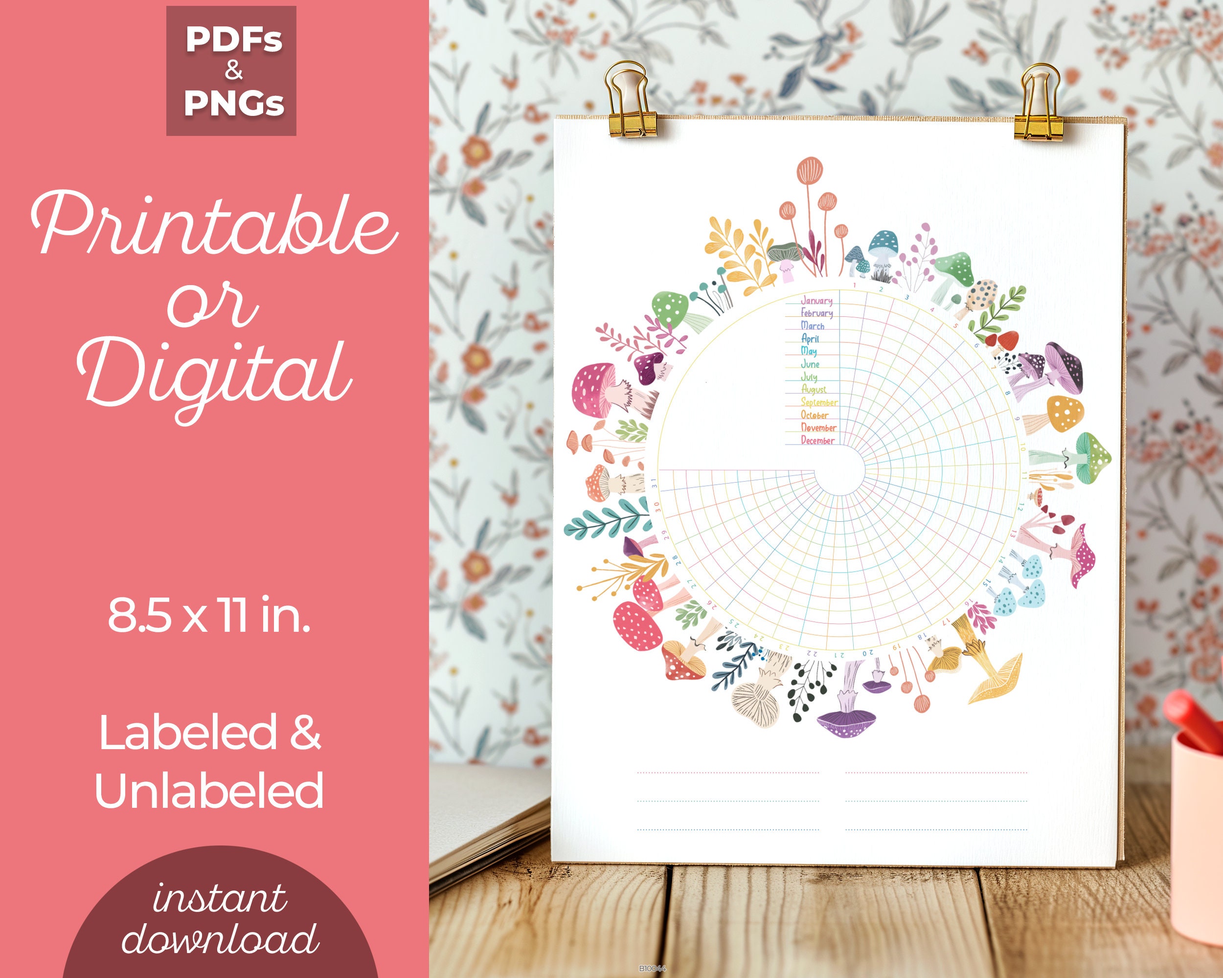 Year Habit Tracker | Digital Printable Cottagecore Mushroom Daily ...