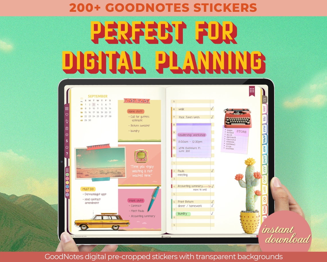 Digital Sticker Bundle Aesthetic Painted Desert Wes Anderson Inspired ...