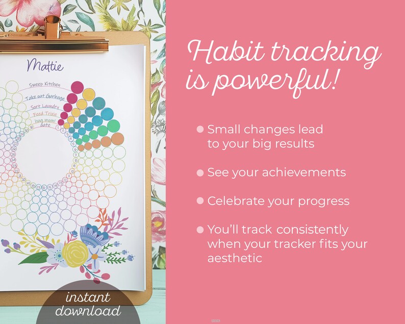 Habit Tracker Pearls | Digital & SVG Printable Daily Progress Wheel ...