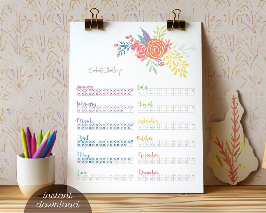 Year/month Habit Tracker | Digital SVG Printable Colorful Daily ...