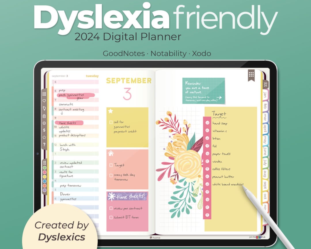 Dyslexia-friendly 2024 Digital Planner, Goodnotes Planner, iPad Planner ...