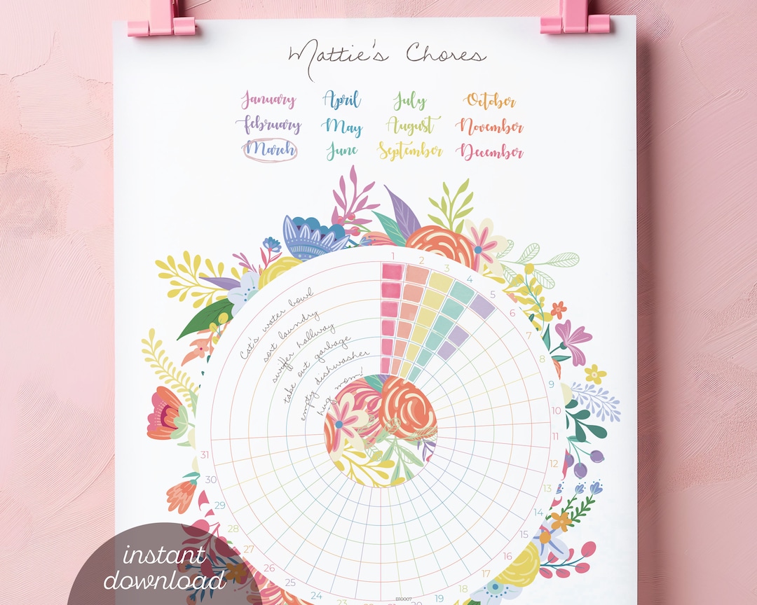 Chore Chart Monthly Task Tracker Wheel | Digital or SVG Printable ...