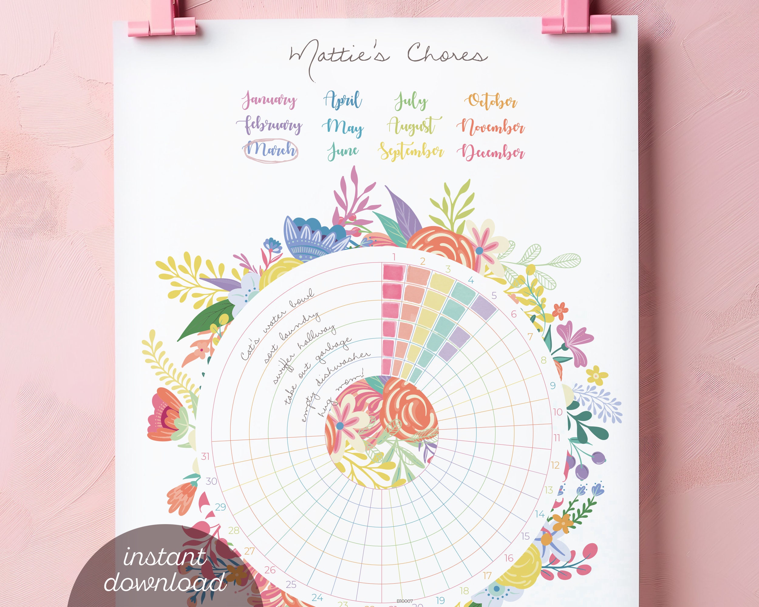 Chore Chart Monthly Task Tracker Wheel | Digital or SVG Printable ...