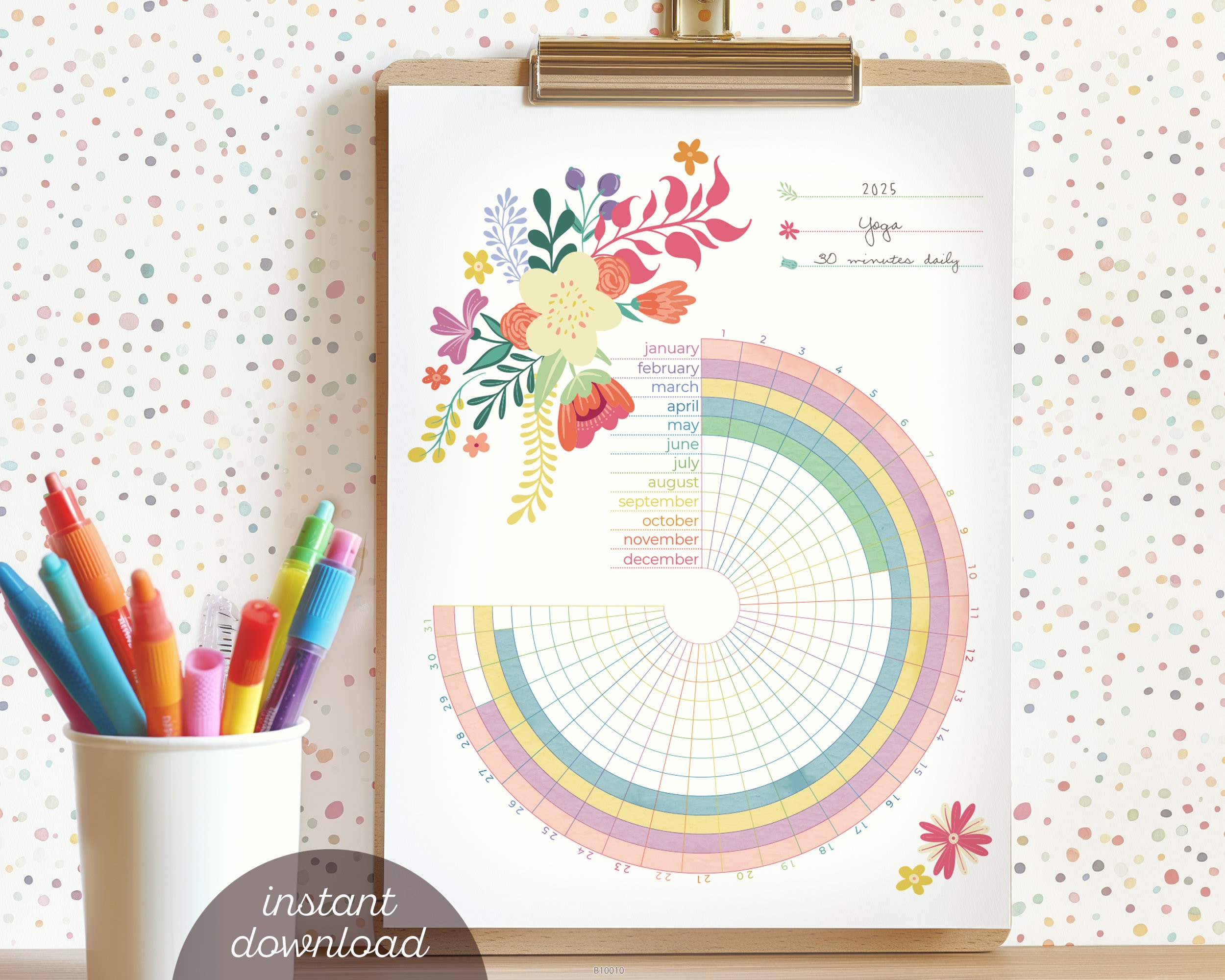 Year Habit Tracker | Digital & SVG Printable Colorful Daily Progress ...