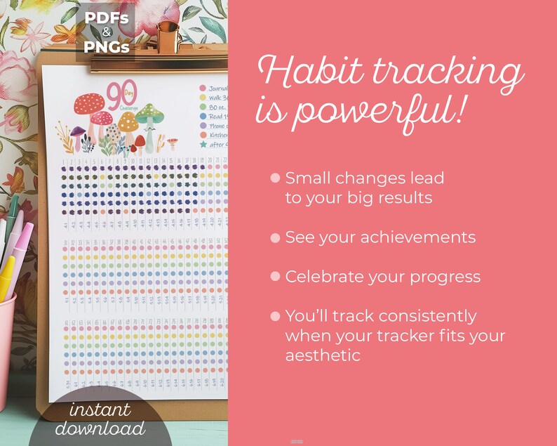 90 Day Challenge Tracker | Printable Digital Planner Insert Fairycore ...