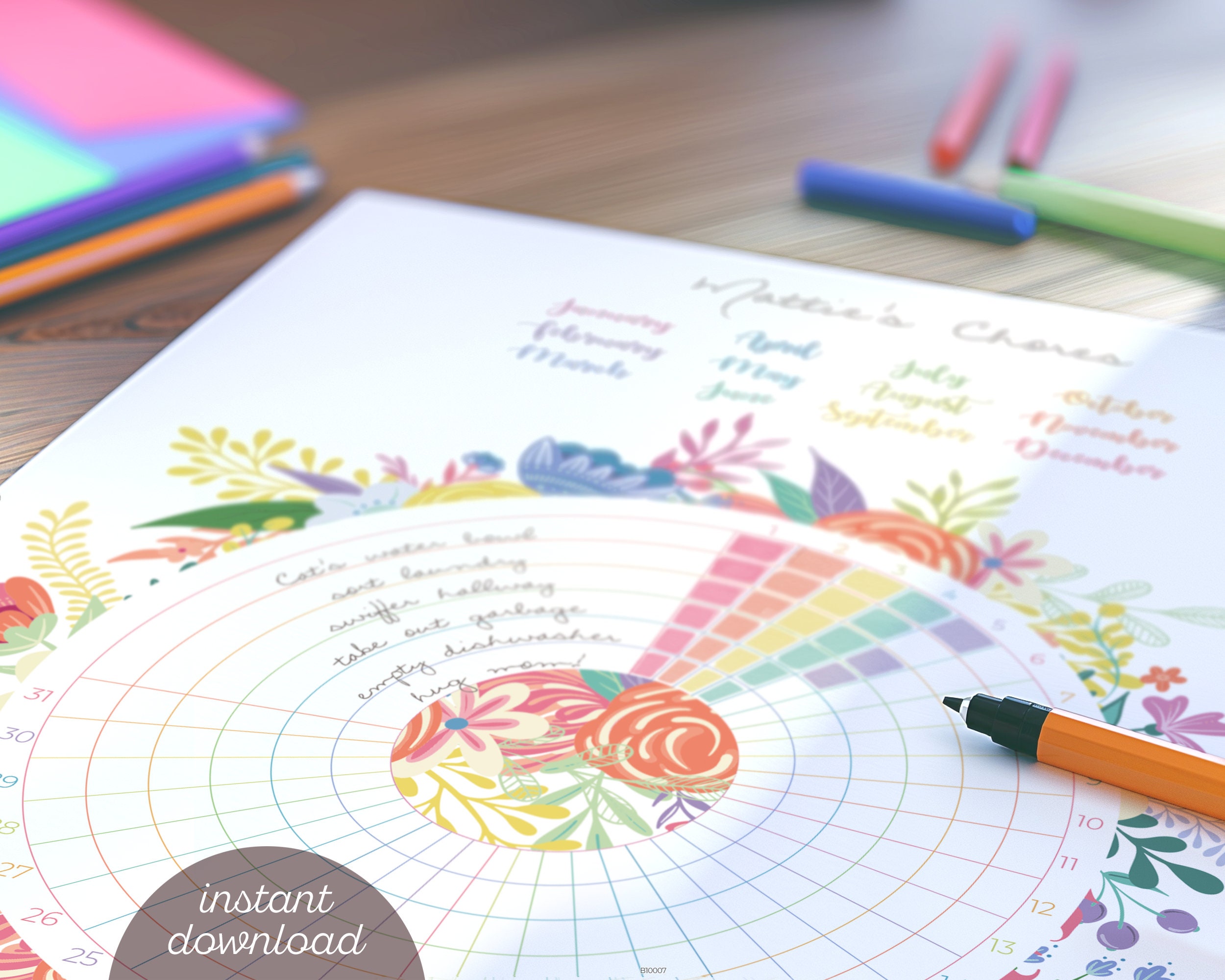 Chore Chart Monthly Task Tracker Wheel | Digital or SVG Printable ...