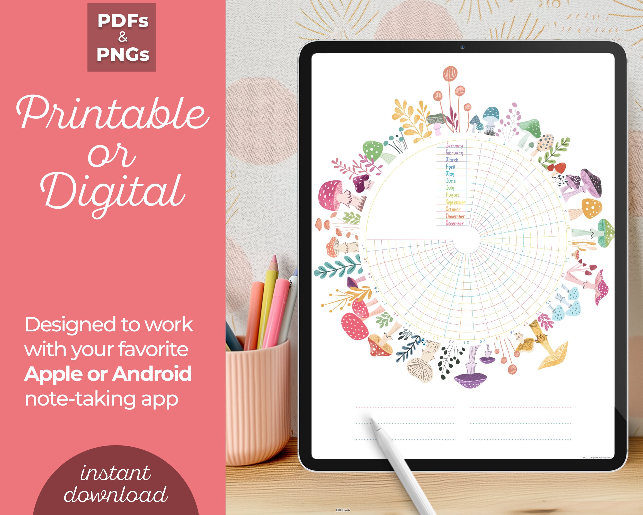 Year Habit Tracker | Digital Printable Cottagecore Mushroom Daily ...