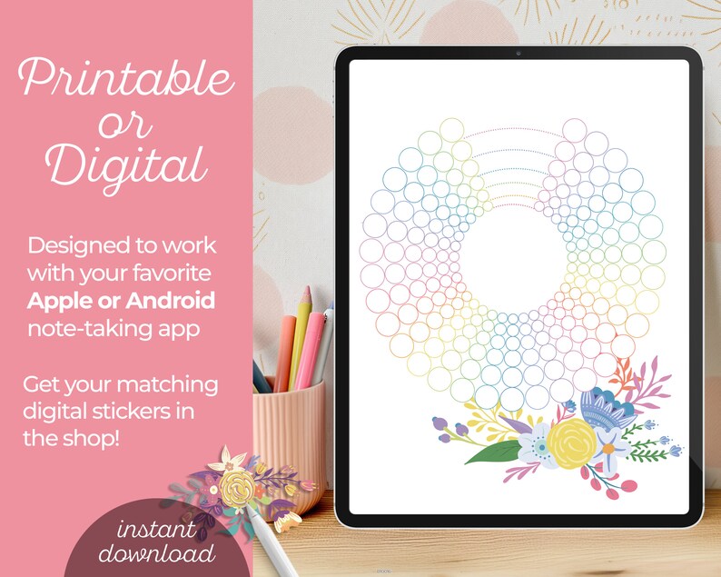 Habit Tracker Pearls | Digital & SVG Printable Daily Progress Wheel ...
