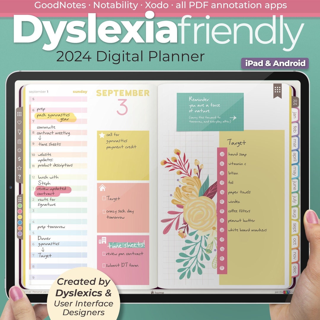 Dyslexia-friendly 2024 Digital Planner, Goodnotes, Ipad, Android ...