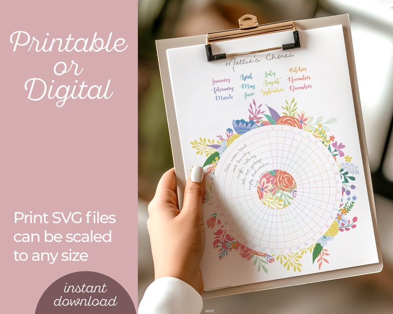 Chore Chart Monthly Task Tracker Wheel | Digital or SVG Printable ...