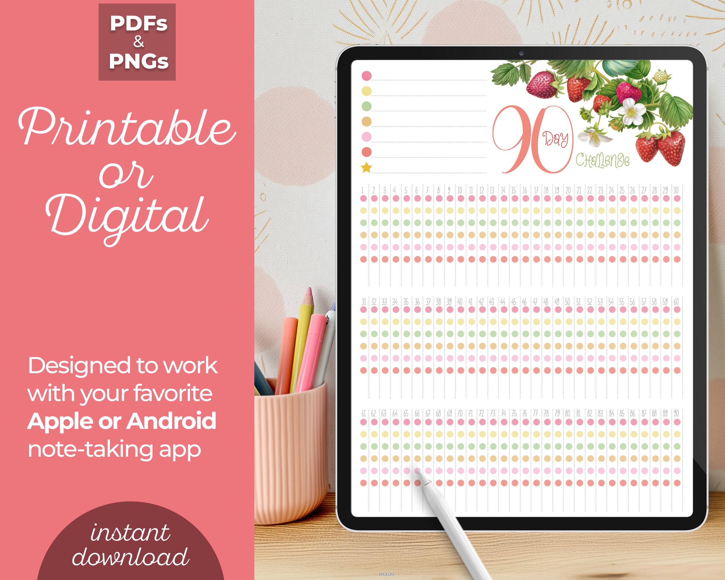 90 Day Challenge Tracker | Printable Digital Download Insert ...