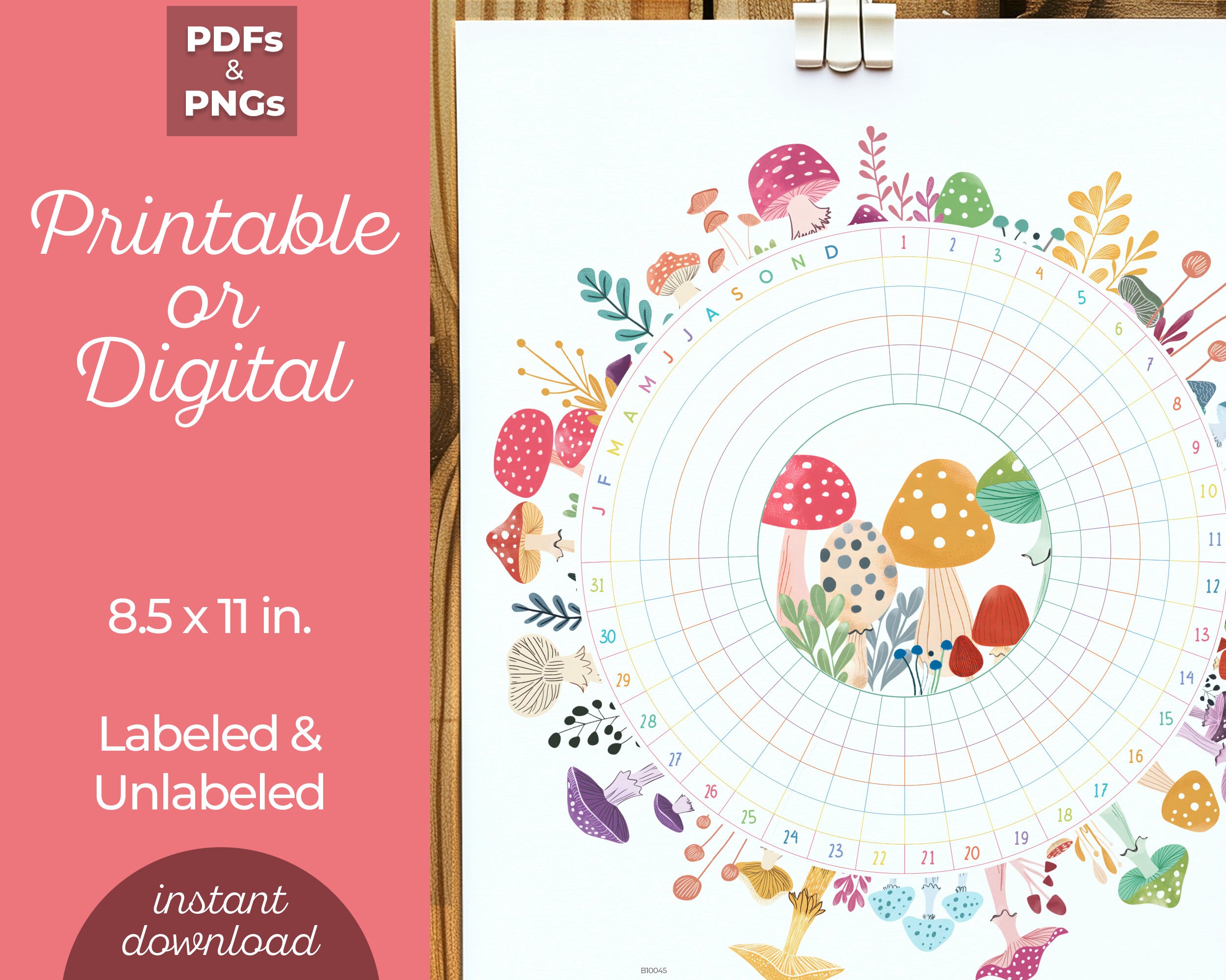 Chore Chart Monthly Task Tracker Wheel | Digital Printable Mushroom ...