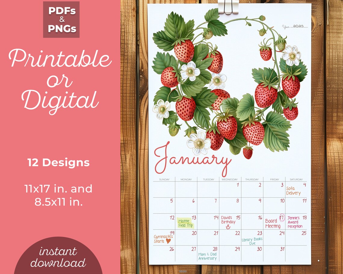 Bundle of 96 Undated Calendars Monthly Printable Digital Planner ...