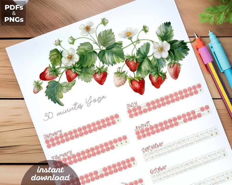 Year/month Habit Tracker | Digital Printable Cute Cottagecore ...
