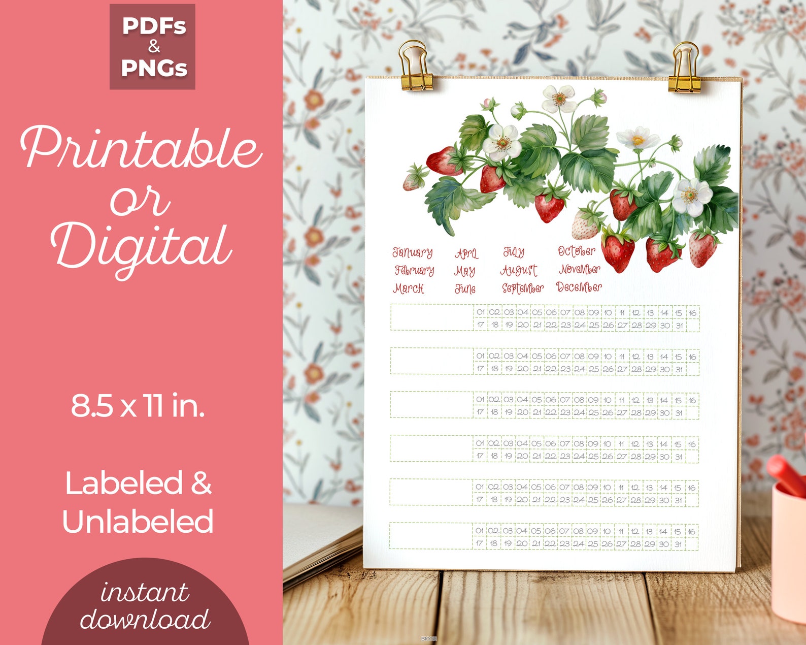 Monthly Habit Tracker Digital Printable Planner | Progress Mood Tracker ...