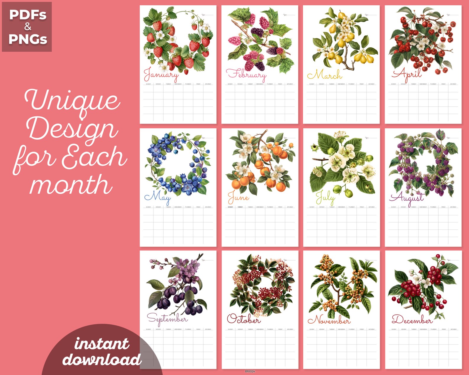 Bundle of 96 Undated Calendars | Monthly Printable Digital Planner ...