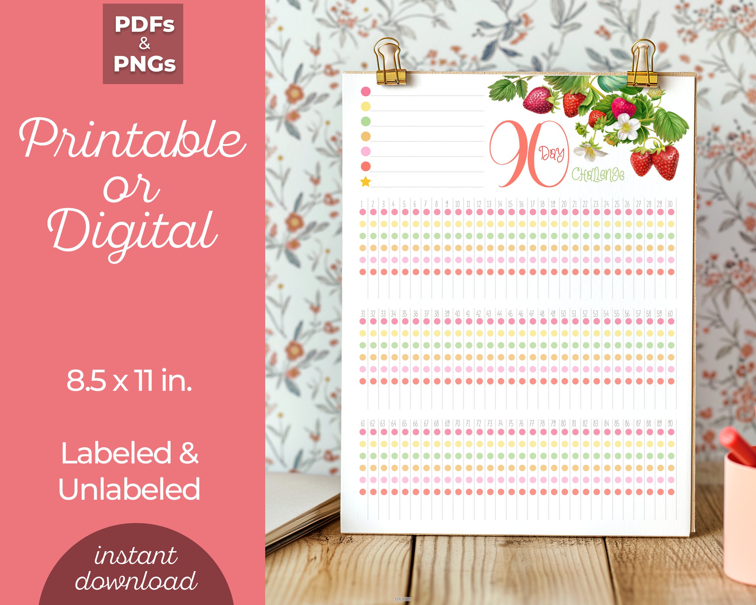 90 Day Challenge Tracker | Printable Digital Download Insert ...