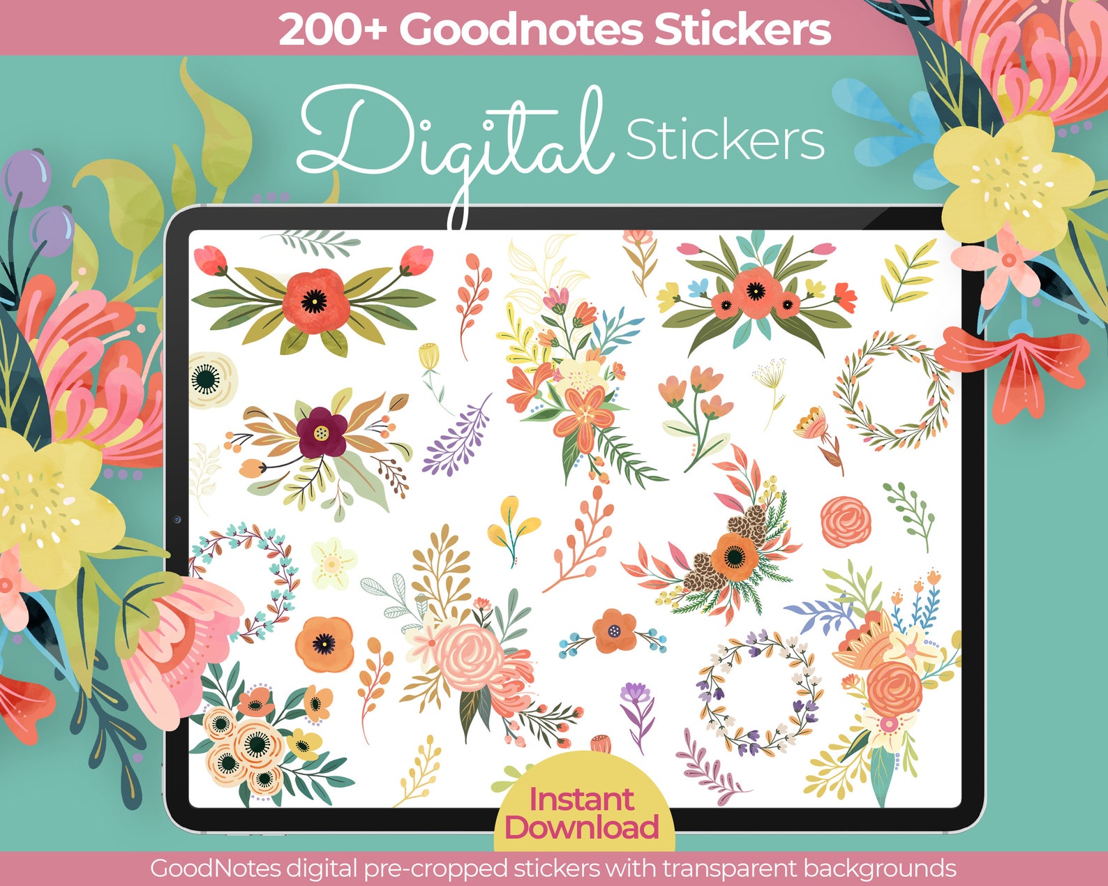 Digital Sticker Bundle, Aesthetic Stickers for Goodnotes Digital ...