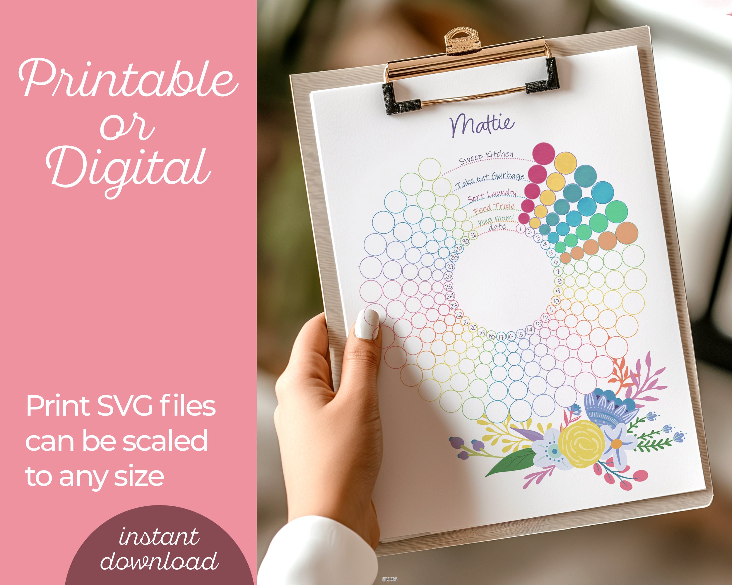 Habit Tracker Pearls | Digital & SVG Printable Daily Progress Wheel ...