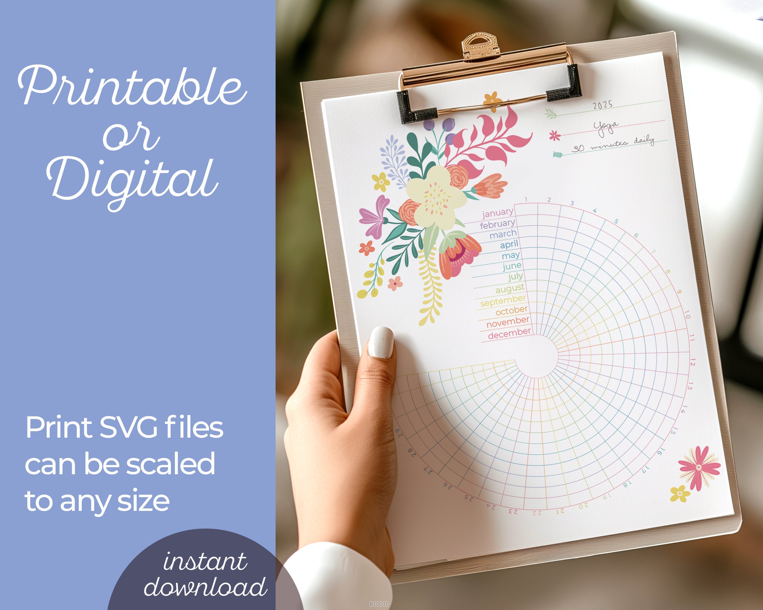 Year Habit Tracker | Digital & SVG Printable Colorful Daily Progress ...