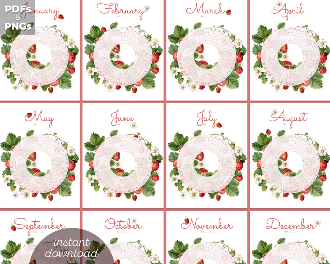 12-month Habit Tracker Bundle Print & Digital Planner Template, Vintage ...