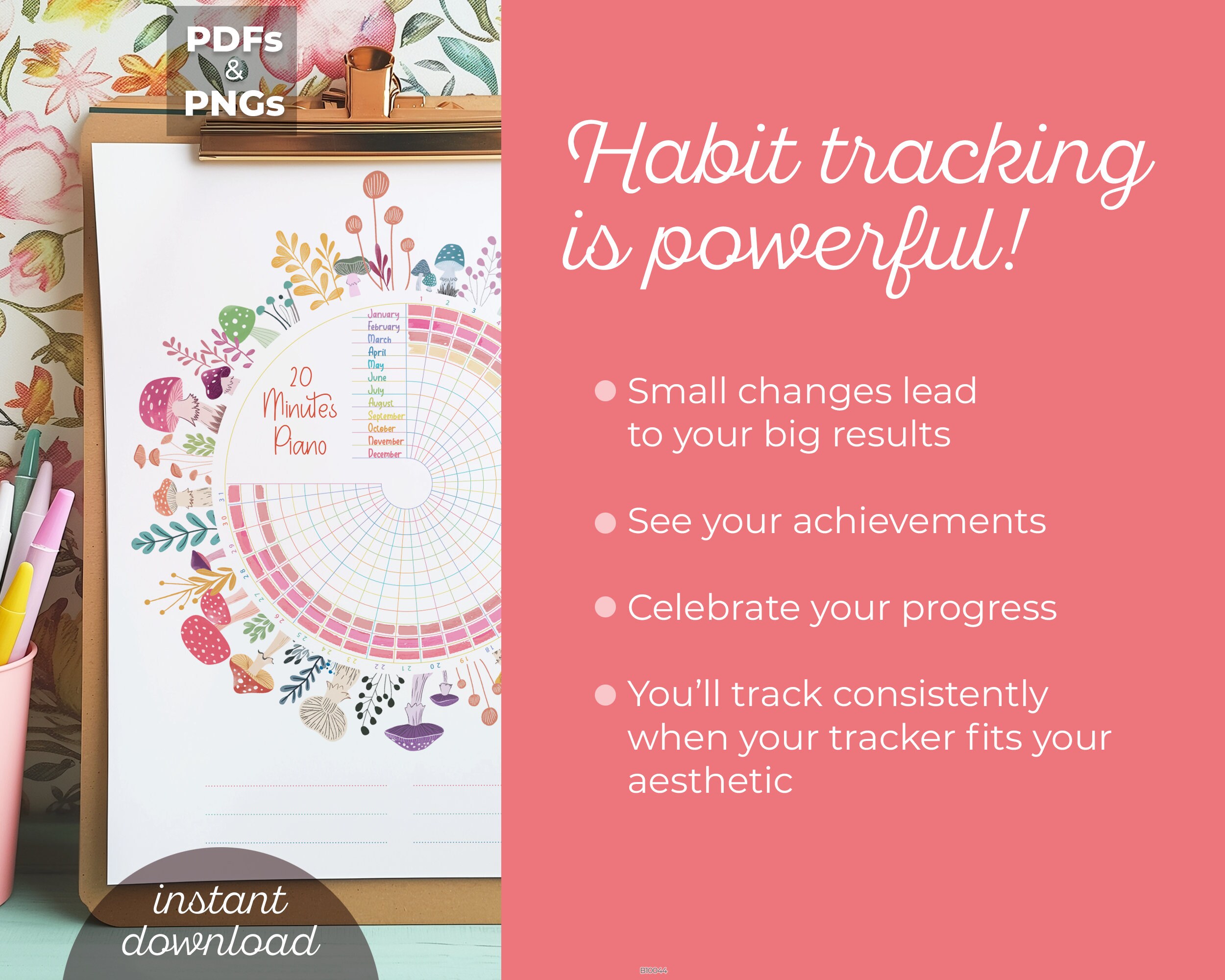 Year Habit Tracker | Digital Printable Cottagecore Mushroom Daily ...