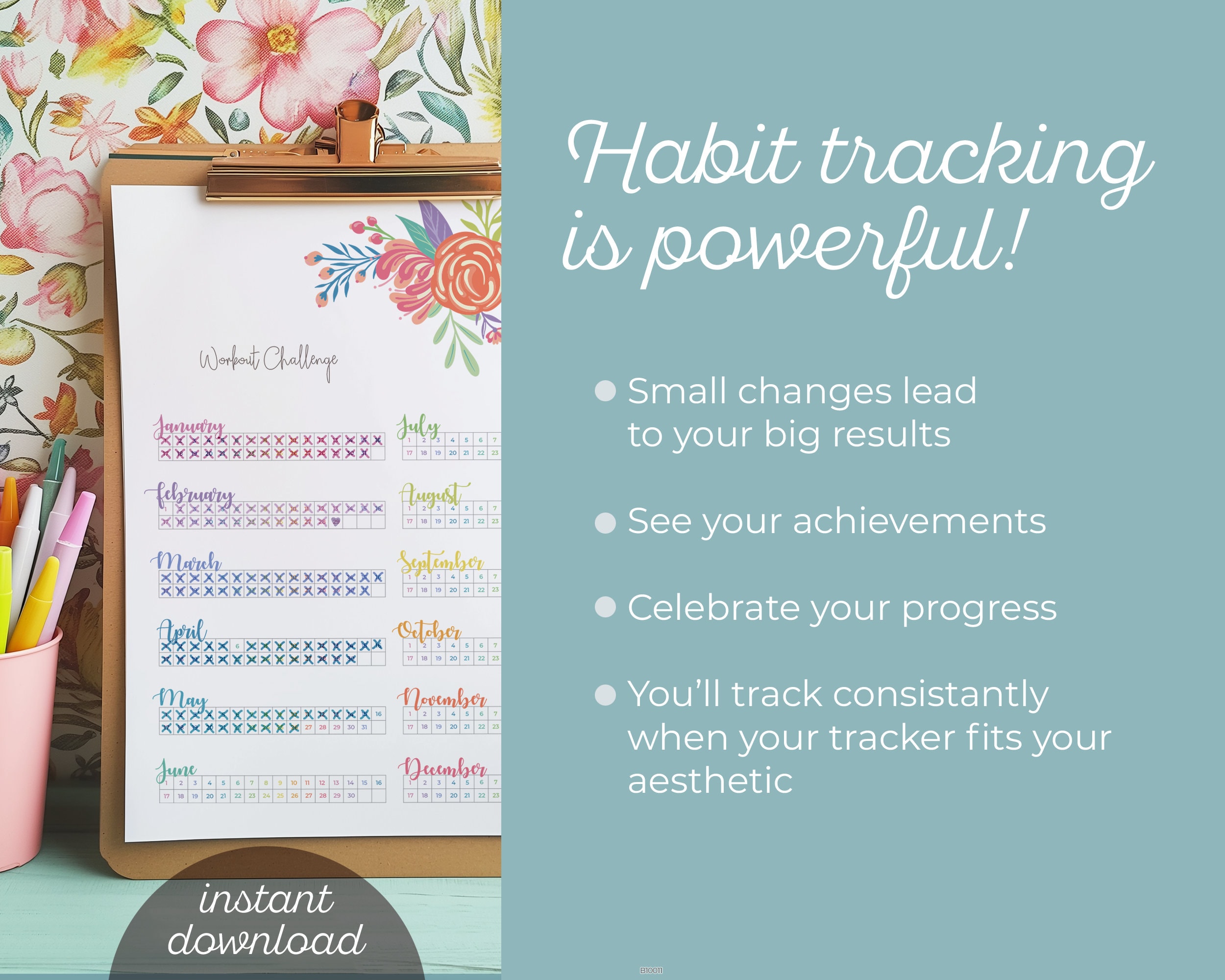 Year/month Habit Tracker | Digital SVG Printable Colorful Daily ...