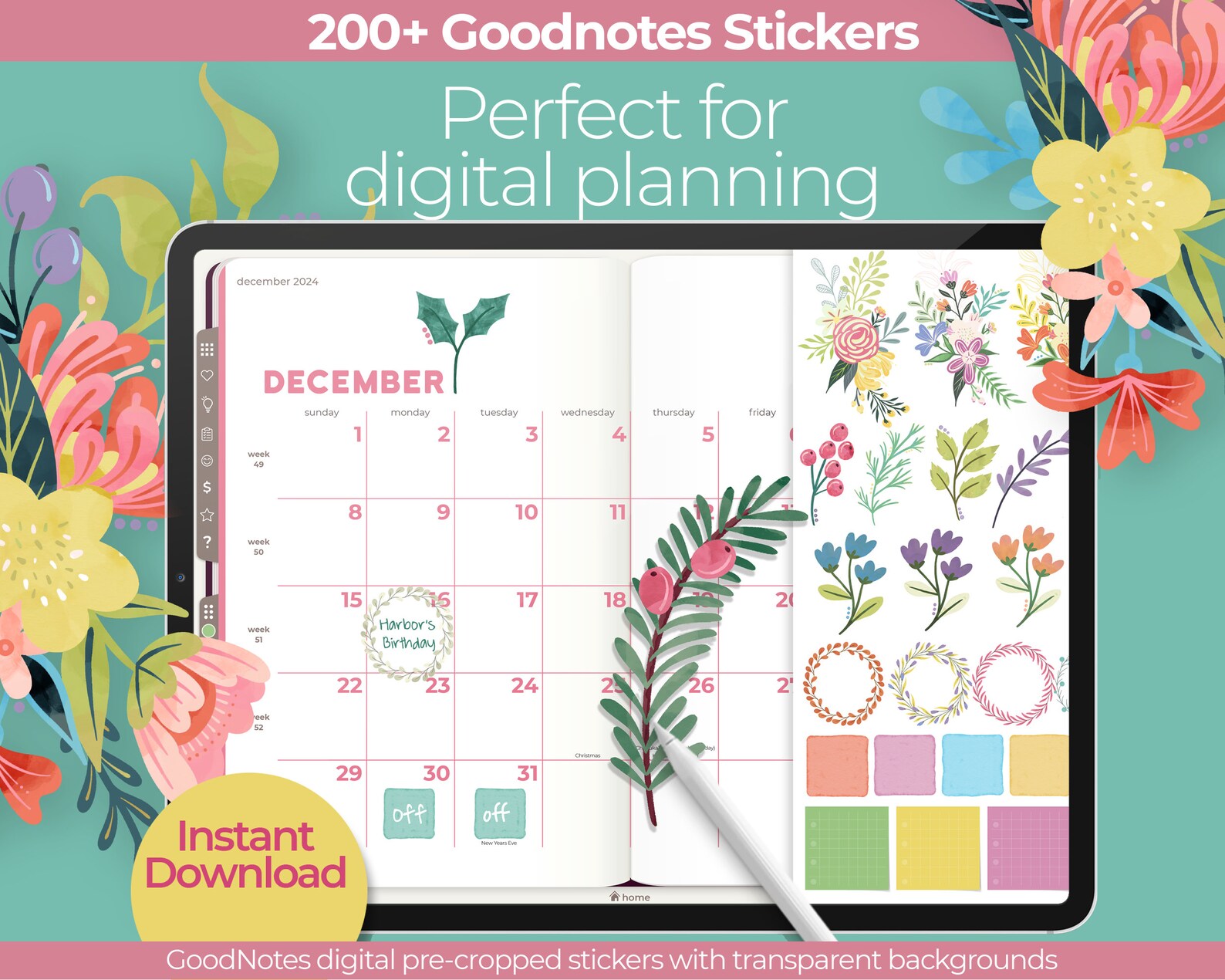 Digital Sticker Bundle, Aesthetic Stickers for Goodnotes Digital ...