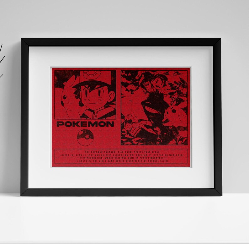 Pokemon Pokemon Poster Pikachu Pokemon Anime Ash and Pikachu - Etsy